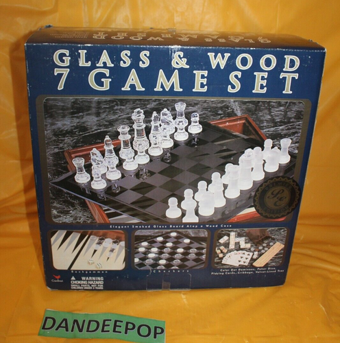 Cardinal Glass & Wood 7 Game Set Classics Fun Interactive Toy Chess ...