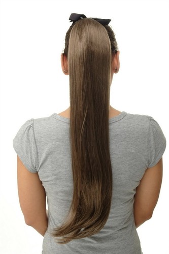 Braid queue plug-in comb & long band smooth brown medium brown 65cm ...