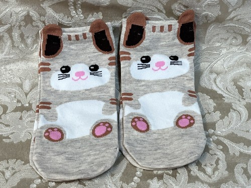 Women's Cute Cartoon Kitty Cat W/ Ears Pattern Ankle Socks Fashion Sock ...