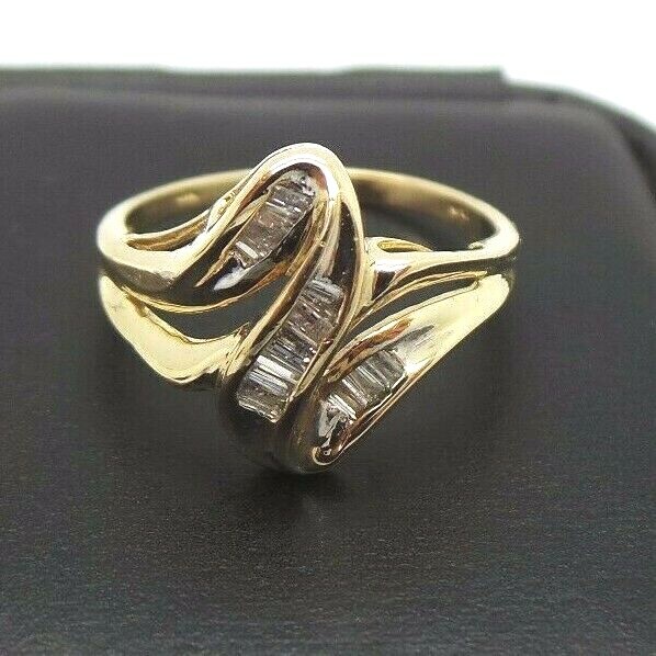 STUNNING 10K YG LADIES DIAMOND CLUSTER SWIRL RING .35 tcw SZ 7 G116265 ...