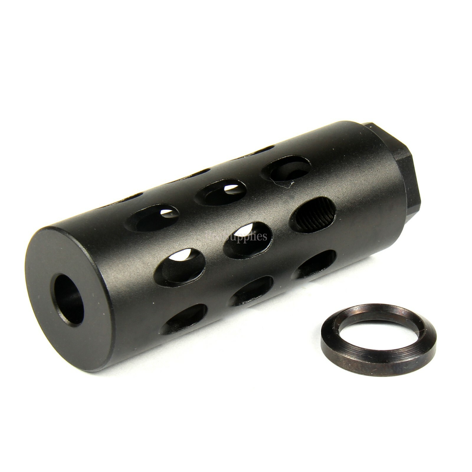 BLACK Aluminum Muzzle Brake Compensator 1/2x36 Thread for 9MM + Washer ...