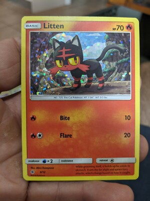Pokemon Card Litten 24/149 Holo Promo Sun and Moon Genuine LP as is in ...