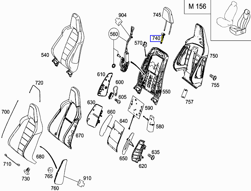 Mercedes Front Seat Head Rest Post Guide Tube A2049700441 New Genuine ...