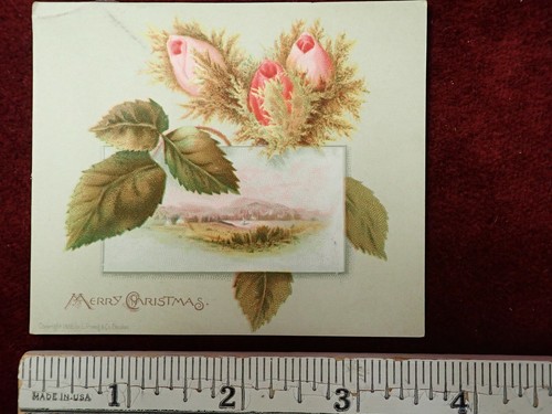 Victorian Christmas Card 1886 L. Prang & Co Boston Rose Buds and ...