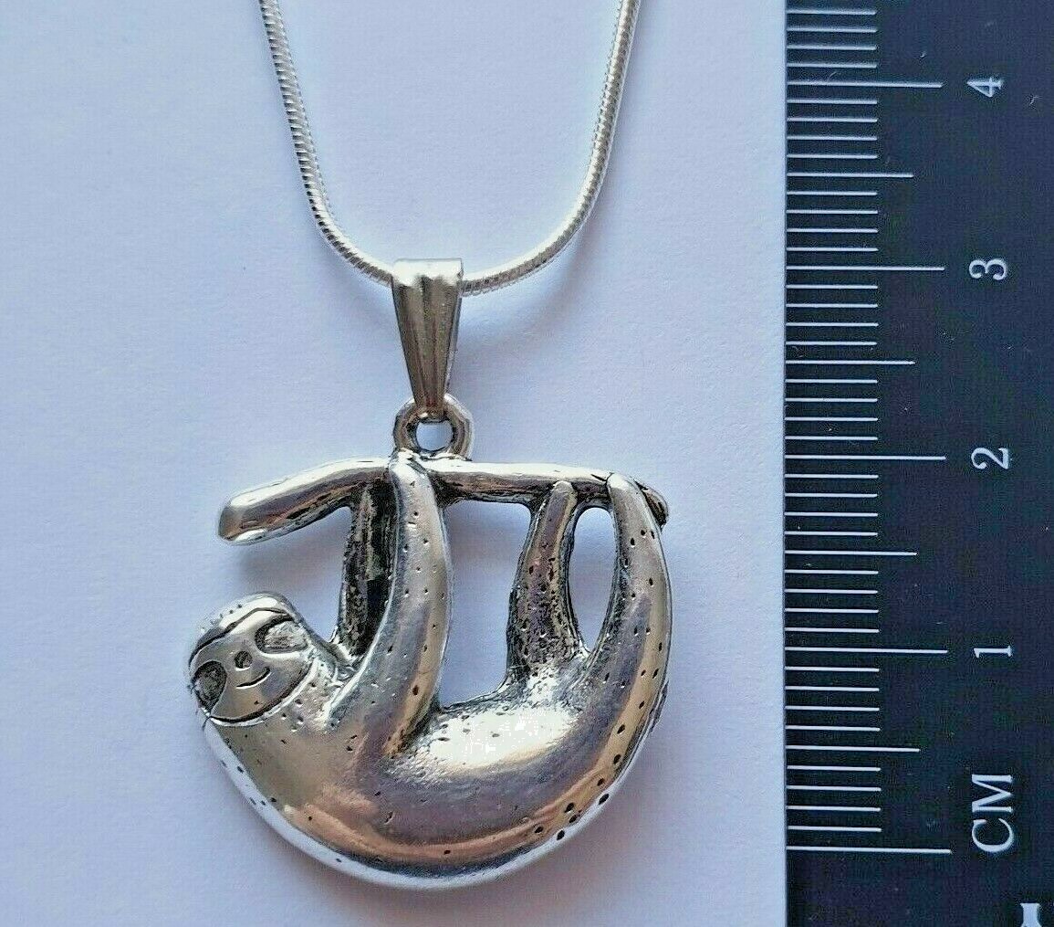 Sloth Necklace Sid Charm Pendant and silver plated chain wild animal ...