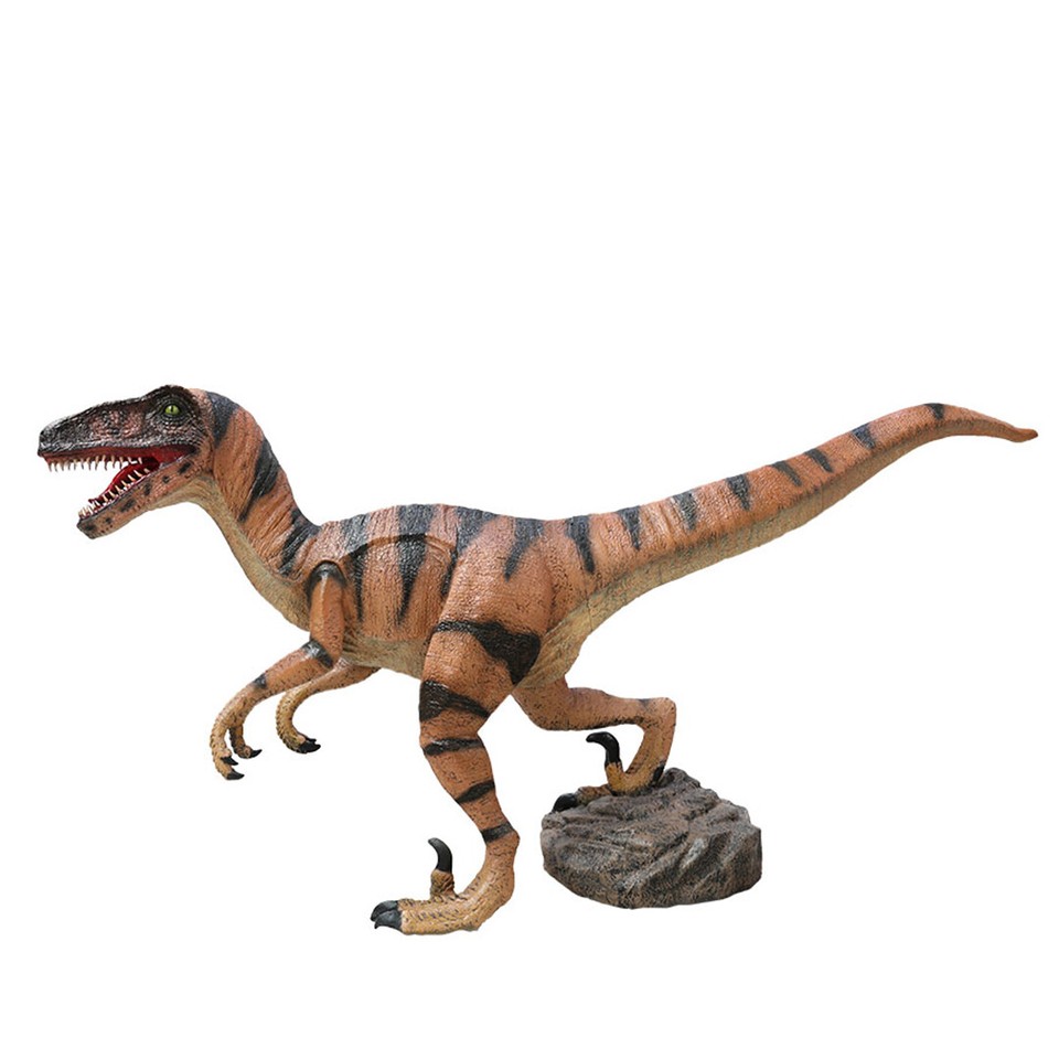 Large Velociraptor Statue - Life Size 10FT Velociraptor Statue On Rock ...