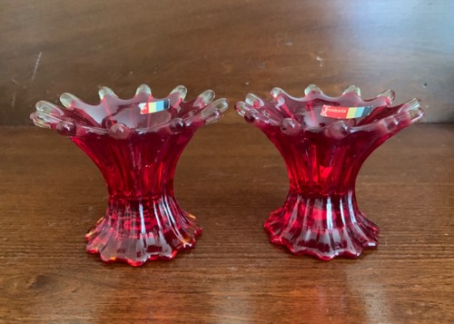 Fostoria Heirloom Ruby Red Amberina Candlestick Holder Set Of 2 ...