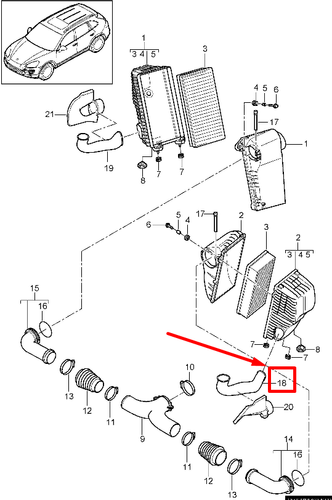 PORSCHE CAYENNE 92A Left Air Intake Hose 95811027100 958.110.271.00 NEW ...