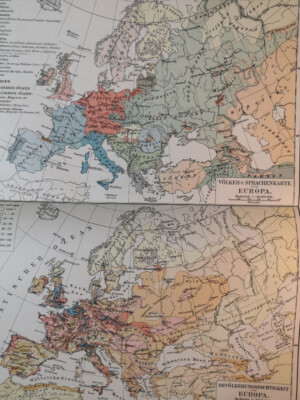 1905 Europe Population Density Map Vintage Eng ORIGINAL 11.5 x 9.5" C21 ...