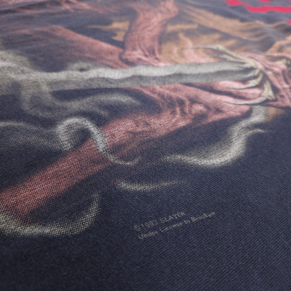 Vintage 1993 Slayer Demon AOP XL Thrash Winged Rock Band Brockum Tag T ...