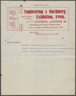 1906 London Engineering & Machinery Exhibition English Technology ...