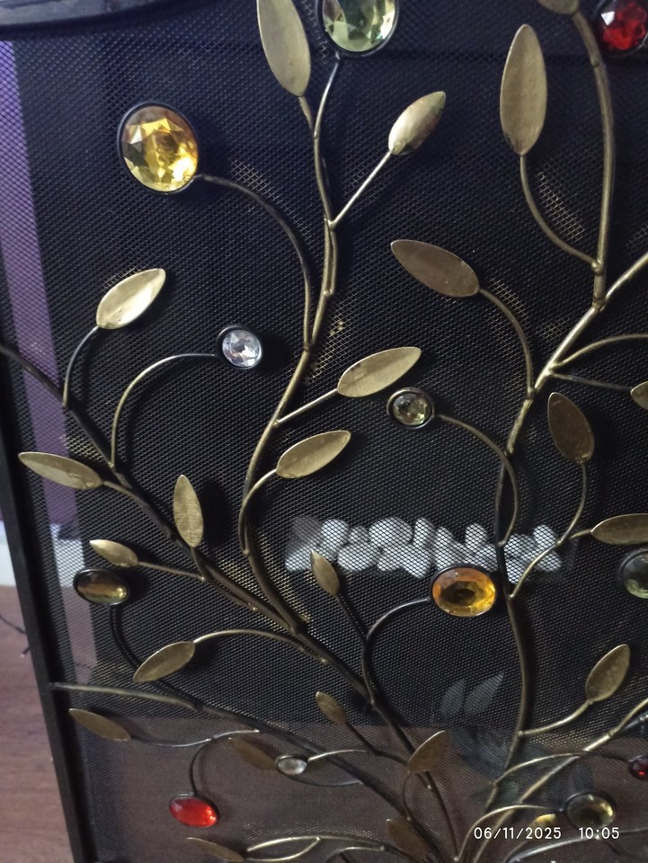 Antique Mirrored Fire Screen Fireguard Gold Brass Metal Surround ...
