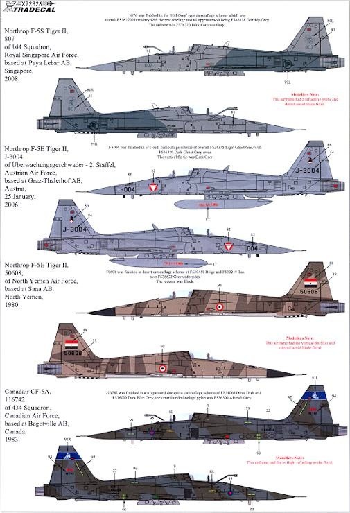 Xtra Decals 1/72 NORTHROP F-5 TIGER II Worldwide Collection Part 2 | eBay