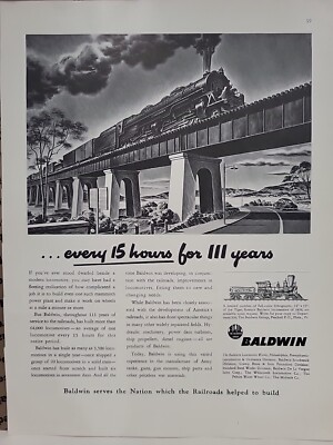 1942 Baldwin Locomotive Works Fortune WW2 Print Ad Q3 Railroad Trains ...