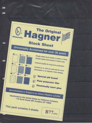 Stamp Stock Sheets Double Sided 7 Row Pack of 5 Black Pages Hagner High ...