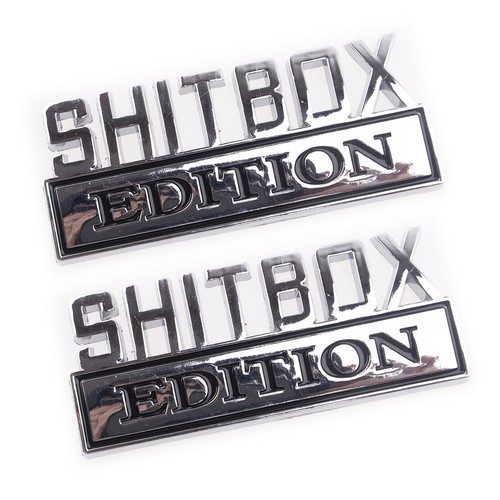 2pcs SHITBOX EDITION Emblems Badges Decals Stickers Silver Black ...