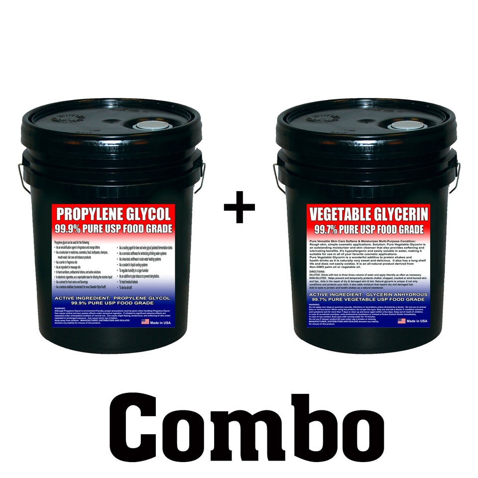 Propylene Glycol & Vegetable Glycerin Combo, 99.7% Pure Food Grade USP ...