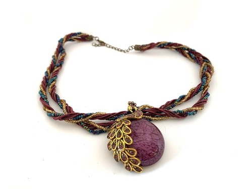 Chunky Mod Vintage Style Violet Purple Beaded Retro P… - Gem