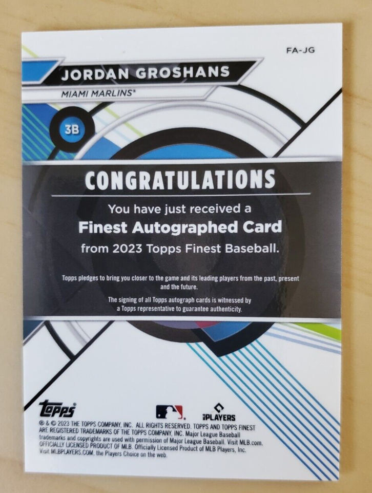 2023 Topps Finest Jordan Groshans RC Auto #FA-JG Blue Jays | eBay