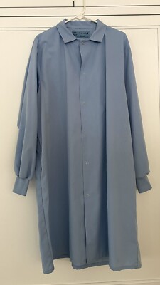 Aramark Light Blue Knit Cuff Snap Front Lab Coat | eBay