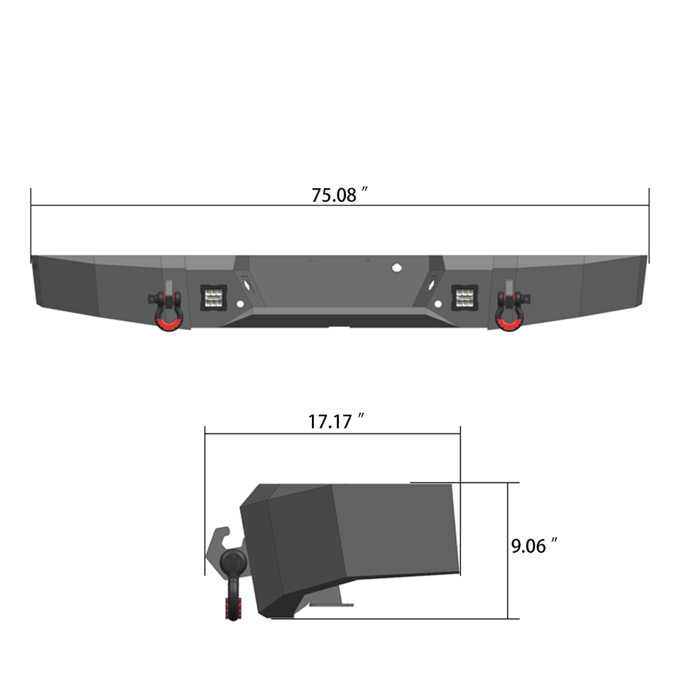 Vijay For 2010-2014 Ford F150 SVT Raptor Rear Bumper W/Winch Plate&LED ...