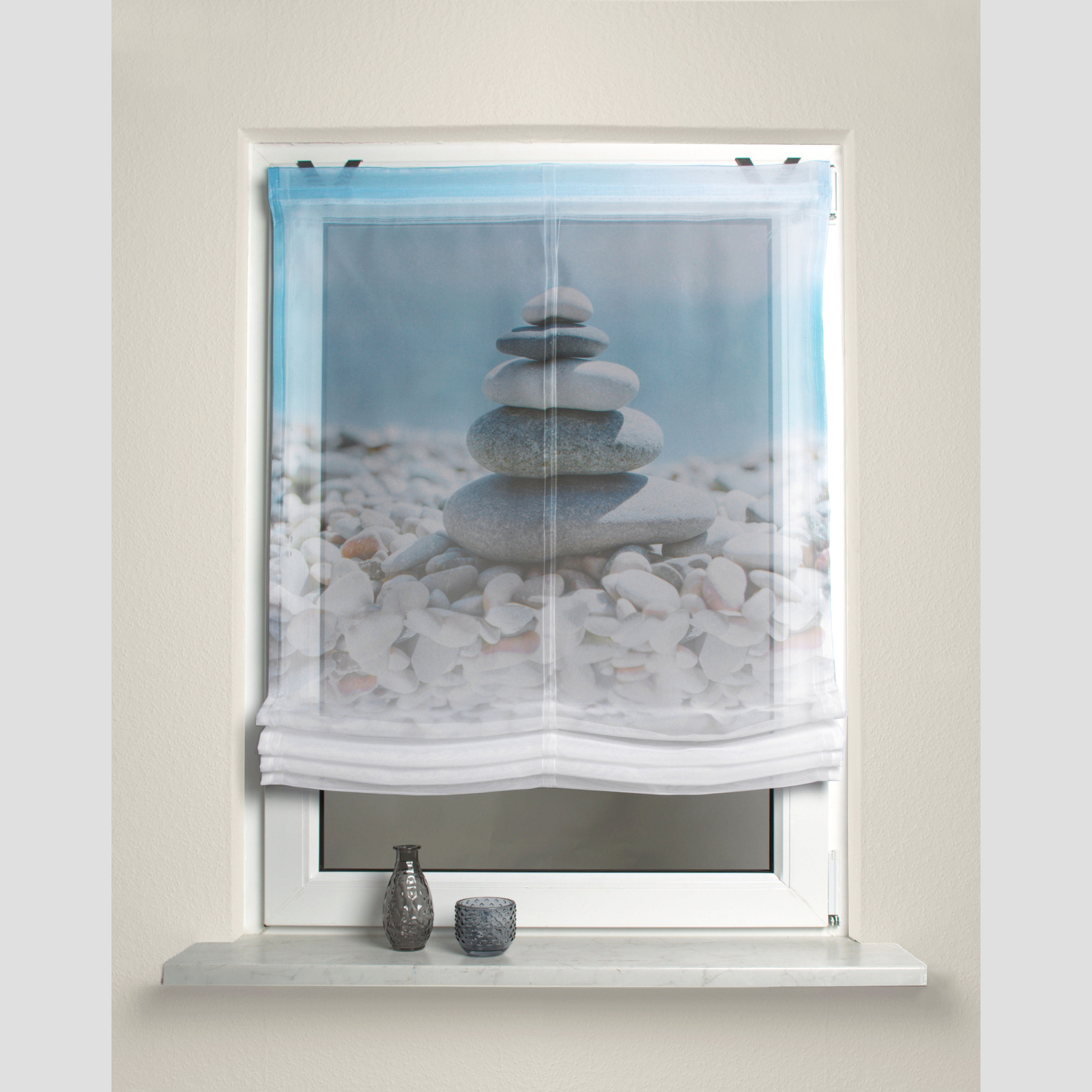 Raffrollo Benosta Steine Himmel Rollo Digitaldruck Gardine transparent ...