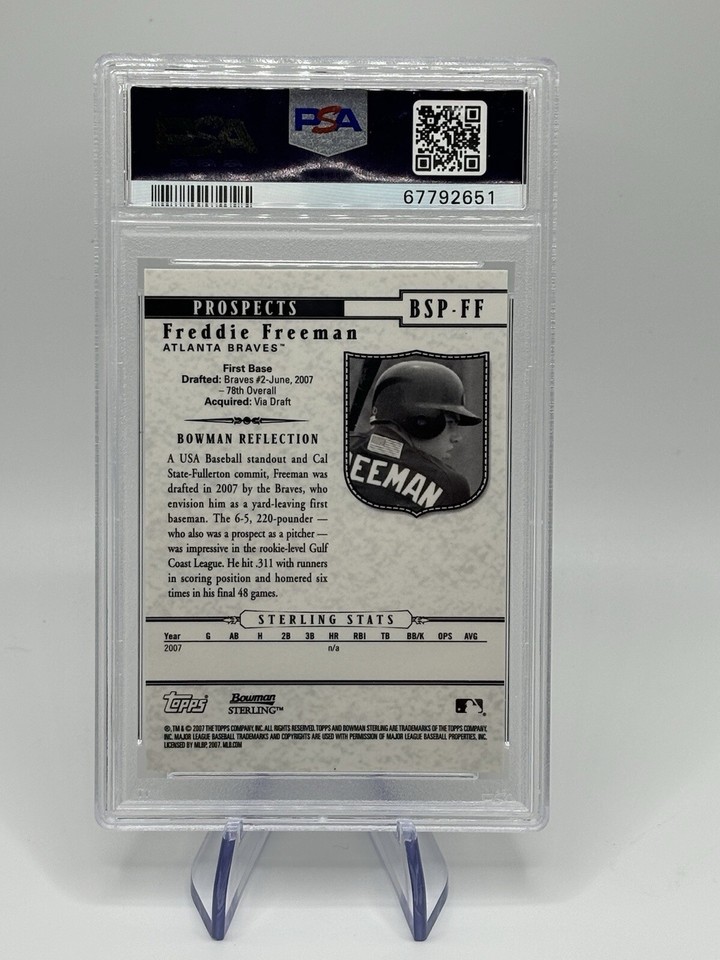 Freddie Freeman 2007 Bowman Sterling Prospects #BSPFF RC Rookie PSA 10 ...