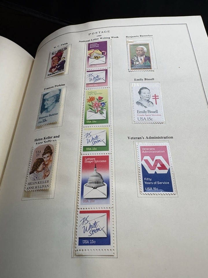National Postage Stamp Album 1845-1975 W/Partial Filled . 218 Pages 54 ...
