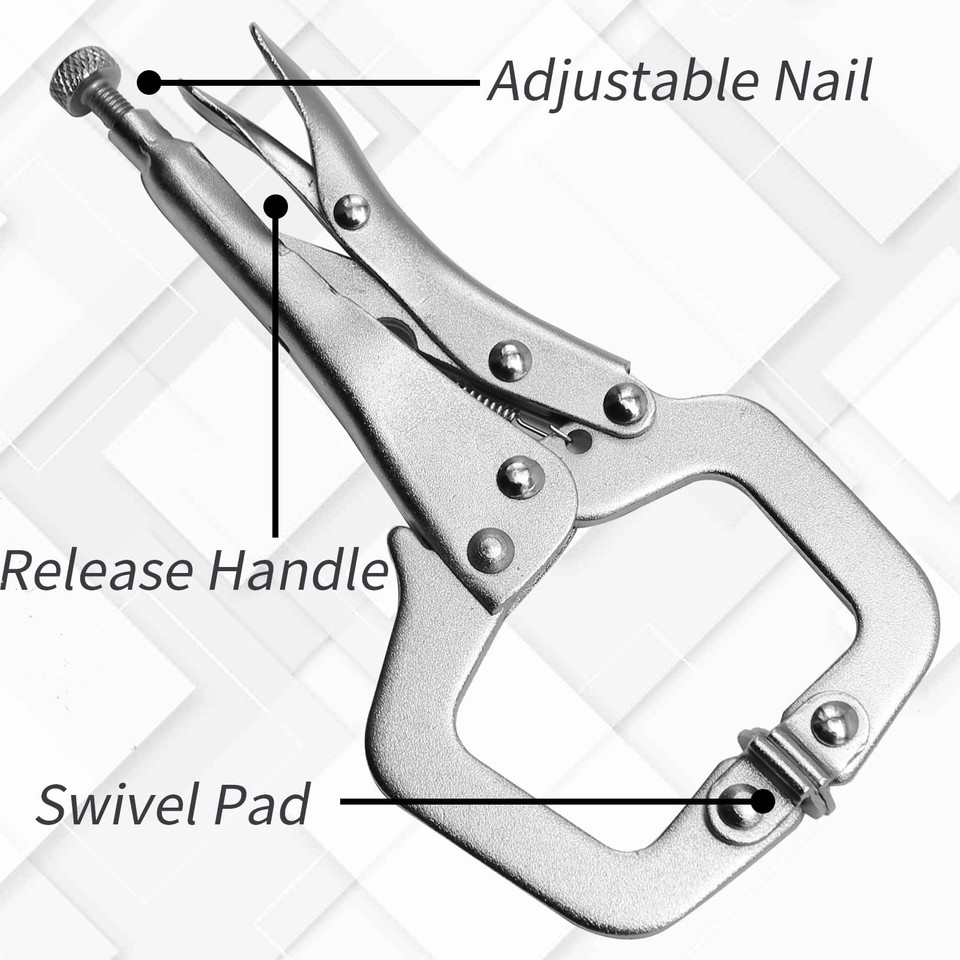6 Pack 6 Inch C-Clamp Locking with Swivel Pads Heavy Duty Pliers ...