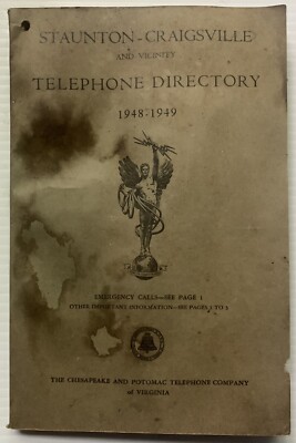 1948 1949 STAUNTON, VA, TELEPHONE DIRECTORY C&P BELL SYSTEM PHONE BOOK ...