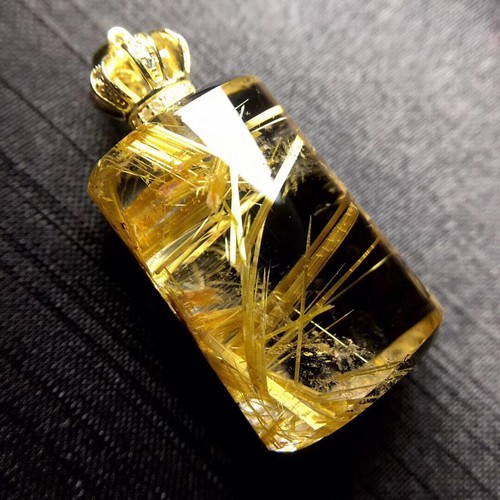 Genuine Natural Gold Rutilated Barrel Gemstone Women Pendant 26*16.6*12 ...