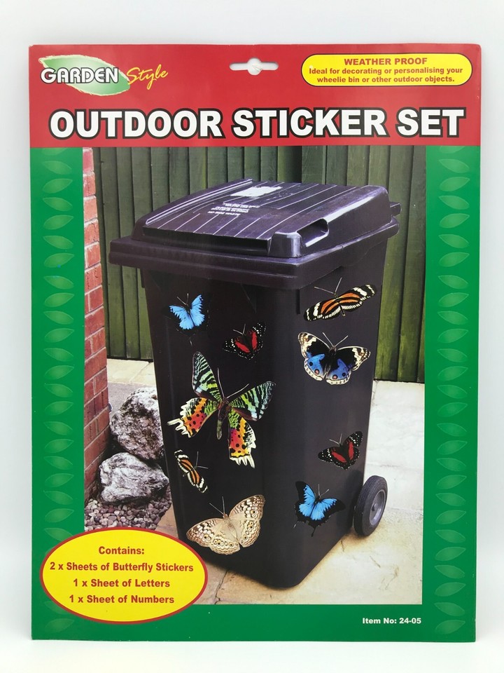 Decorative Wheelie Bin Stickers Outdoor Numbers Flowers Dogs Cats Bird ...