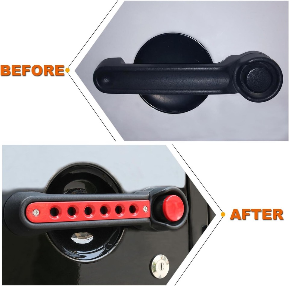 Red Door Handle Push Button Aluminum Covers Fits 07-17 Wrangler JK 2 ...