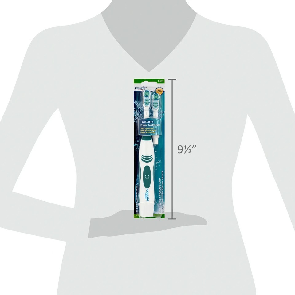 Equate Dual Zone Electric Battery Toothbrush with Replacement ...