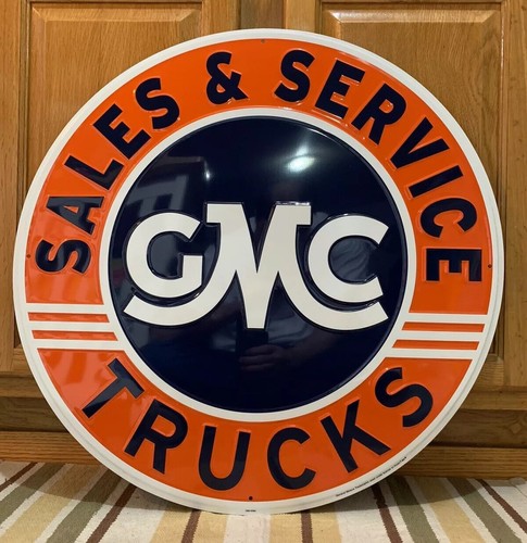 GMC Trucks Metal Sign Sales Service Garage Vintage Style Wall Decor Gas ...