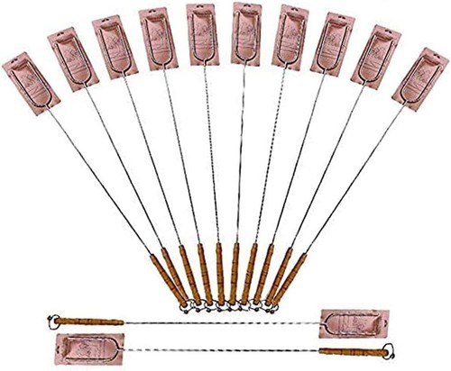 41" Camp fire Fork Hot Dog Fork Chrome with Wooden Handle 1 dozen ...