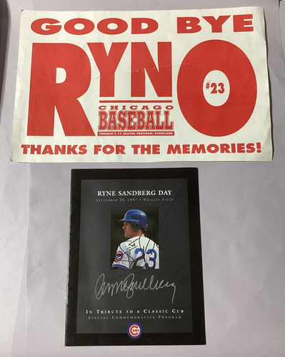 RYNE SANDBERG DAY 9-20-97 COMMEMORATIVE PROGRAM SCOTT ROLEN SIGNED ...