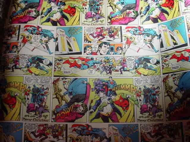 1980 LARGE ROLL DC COMICS JUSTICE LEAGUE CHRISTMAS WRAPPING PAPER 30" x ...