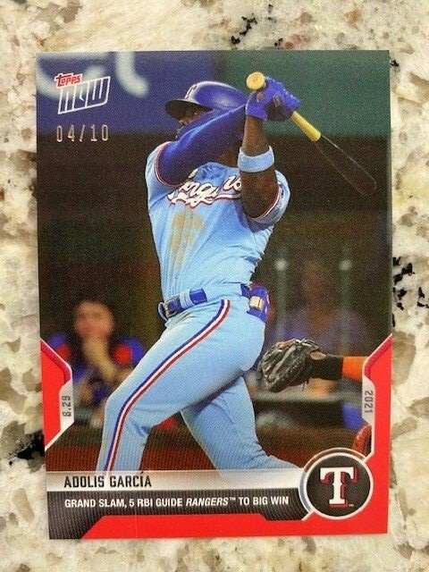 2021 TOPPS NOW RED PARALLEL CARD 04/10 TEXAS RANGER ADOLIS GARCIA #732 ...