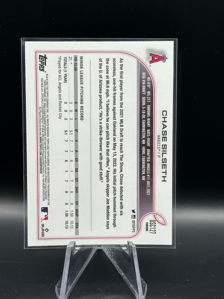 2022 Topps Chrome Update PURPLE RC #USC127 Chase Silseth (Los Angeles ...