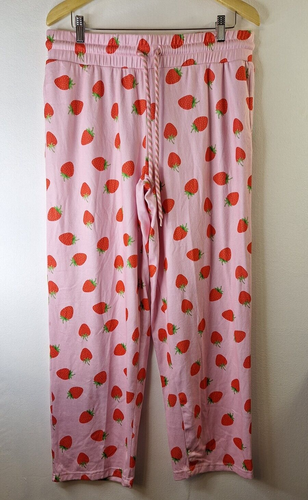 MAD ENGINE Strawberry Print Pajama Pants Women's Sz L Soft Comfort ...