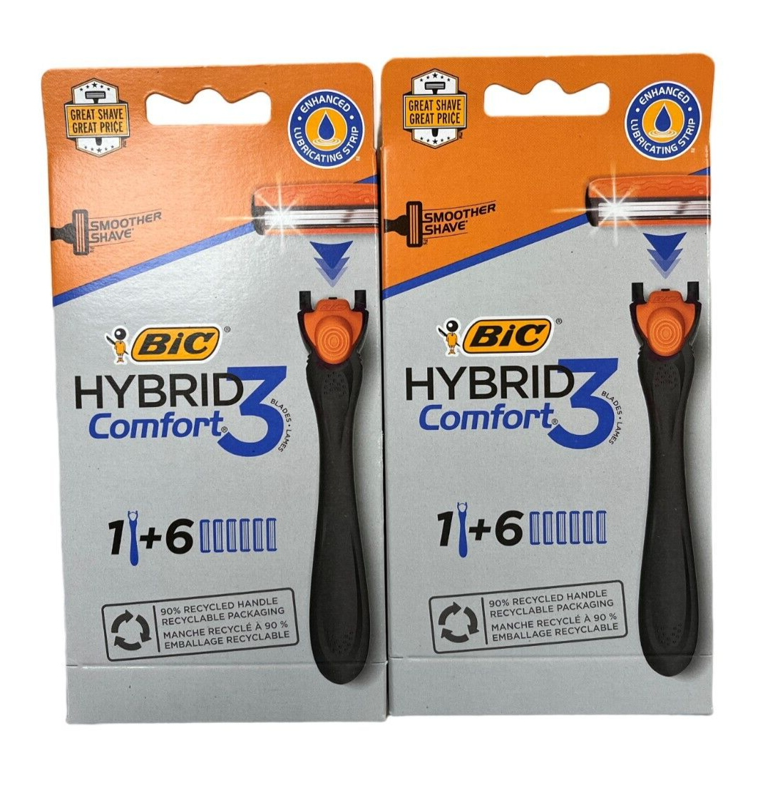 BIC Hybrid 3 Razor Comfort Razor for Men w/ 6 Cartridges ( 2 sets ...