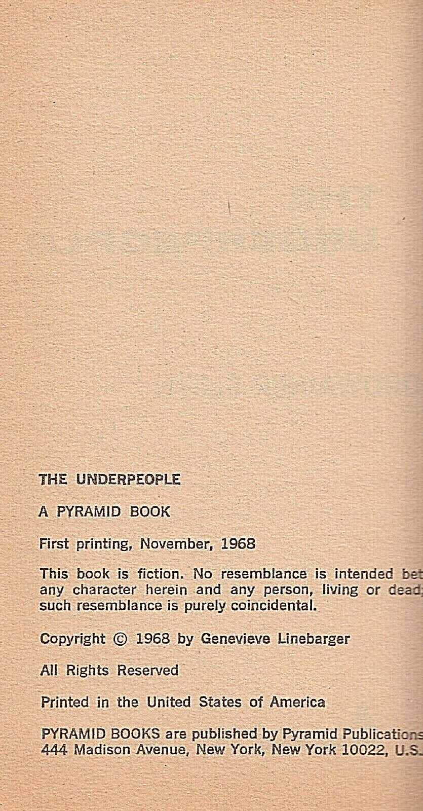 THE UNDERPEOPLE (Cordwainer Smith/1st US & 1st British) & THE PLANET ...
