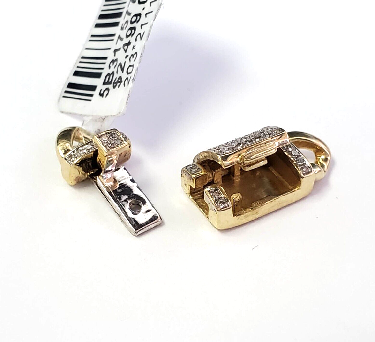 10K Yellow Gold Diamond Box Clasp Cuban Accessory 7-75MM Pave Set ...