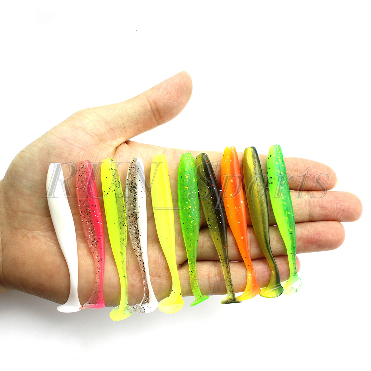 100pcs/kit 75mm Fake Shad Paddle Tail Worm Soft Fishing Lure Jig Bait ...