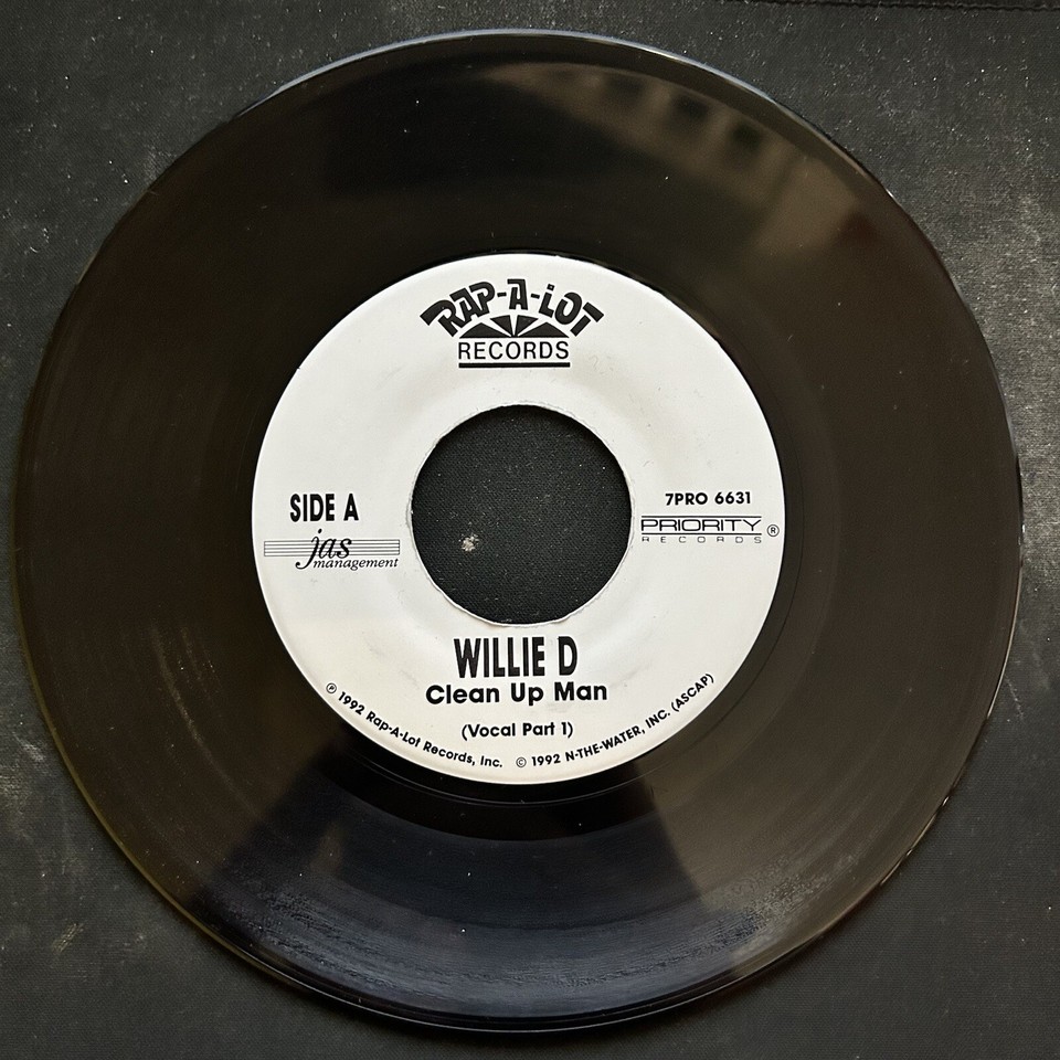 WILLIE D: Clean Up Man (Vocal Pts. 1 & 2) 7” 45 Record Rare RAP-A-LOT ...