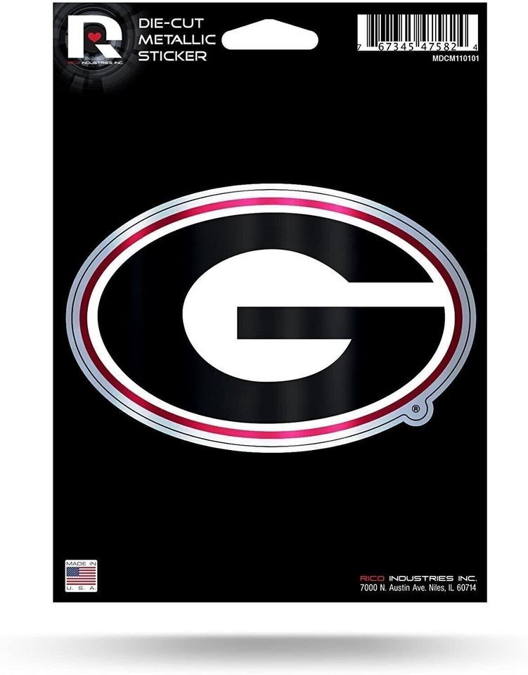 University of Georgia Bulldogs 5 Inch Decal Sticker Shimmer Metallic ...