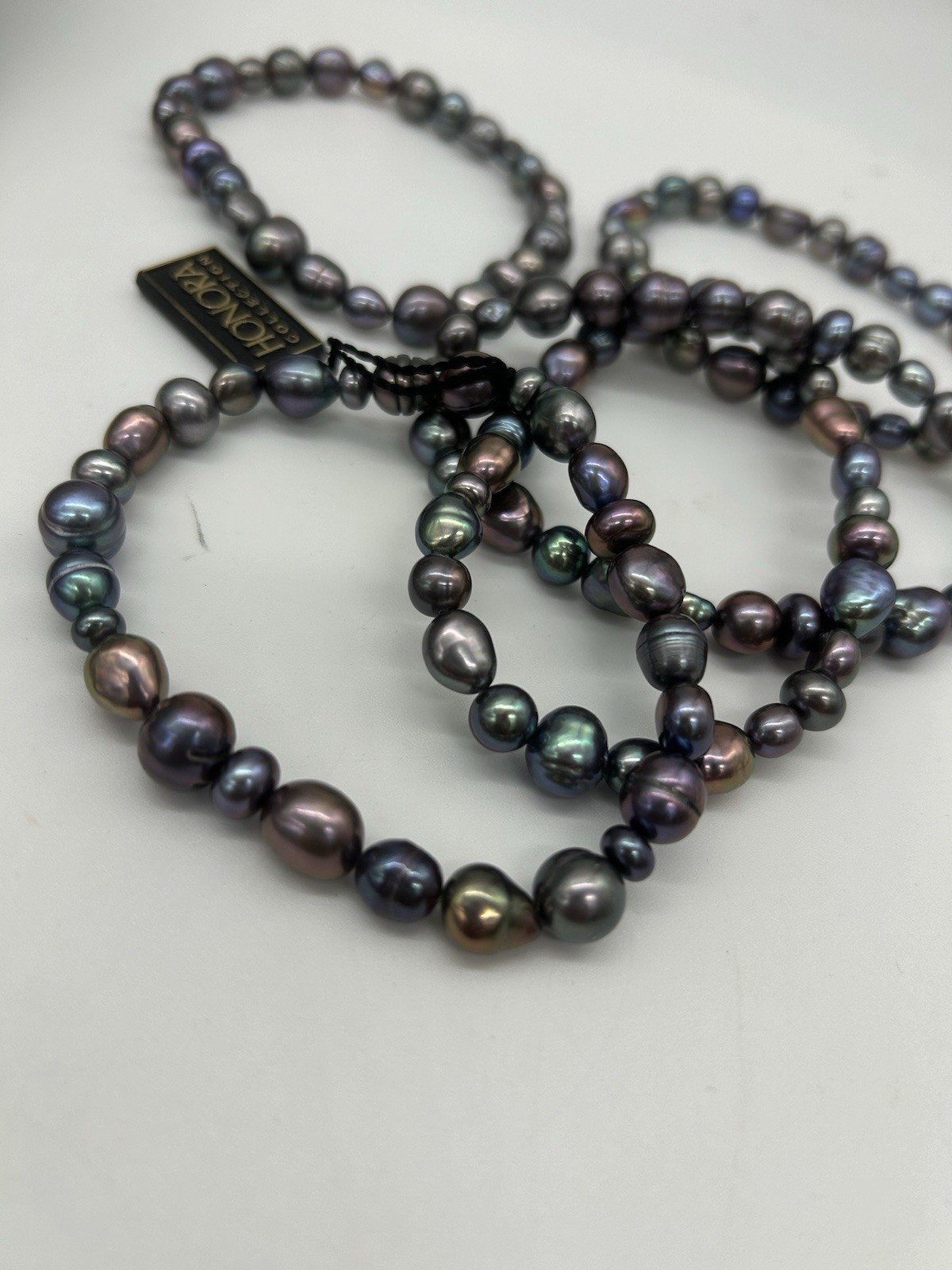 5 Honora Pearl Bracelet Peacock Mermaid Collection Purple Black Stretch ...