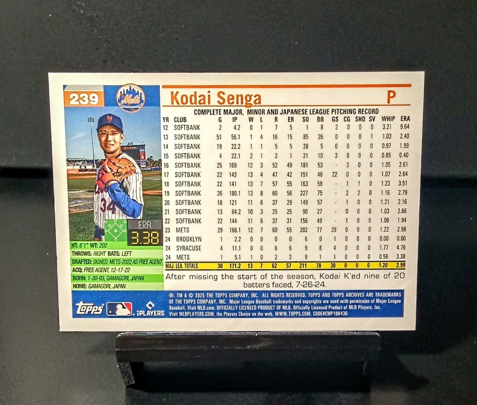 2025 Topps Archives Kodai Senga Aqua Foil /75 New York Mets | eBay