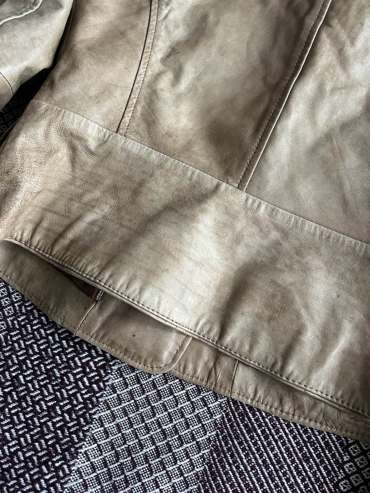 Vintage Women Leather Jacket Ruby Tuesday Faded Avantgarde Style Washed ...